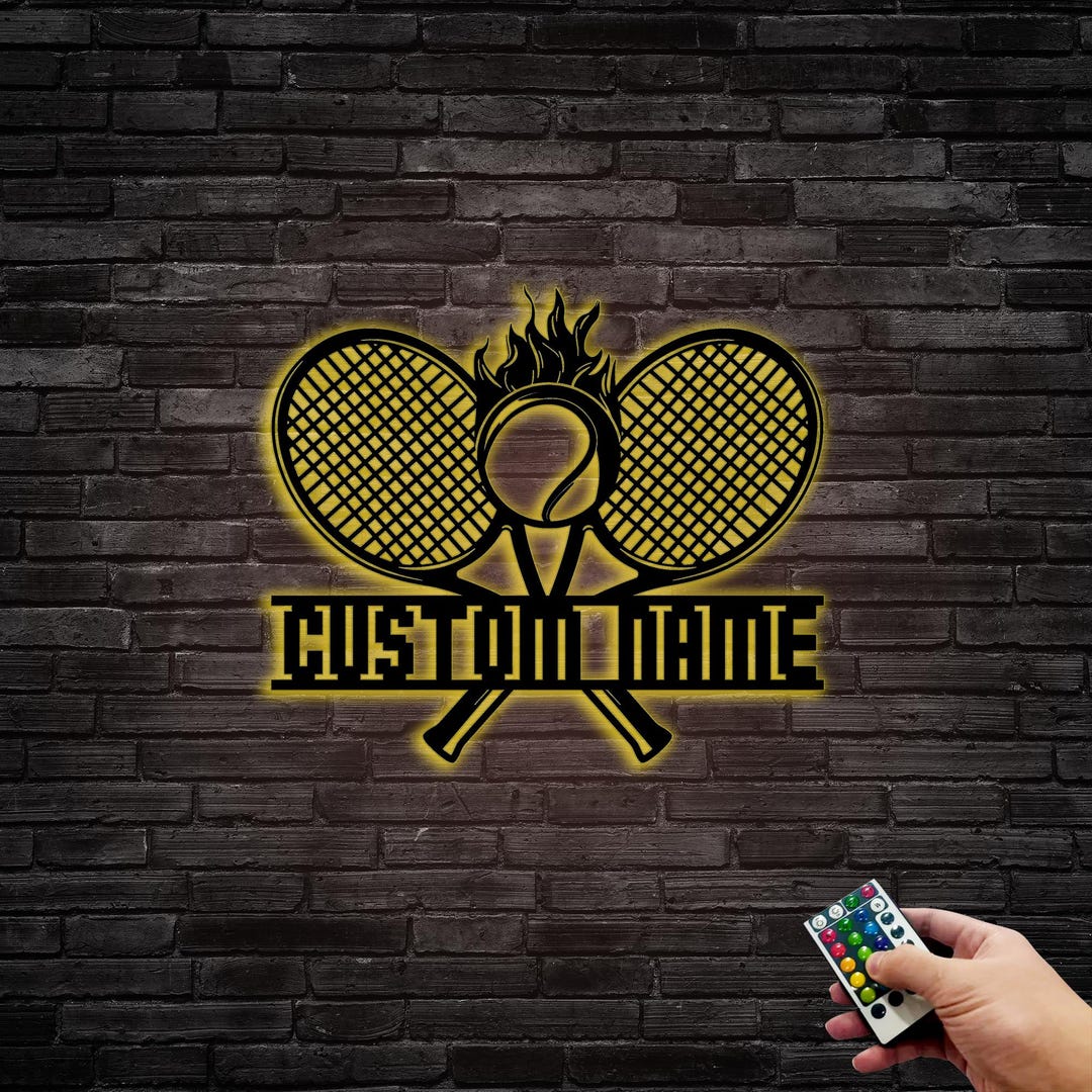 Personalized Tennis Racket Sign,custom Tennis Player Name Metal Wall ...