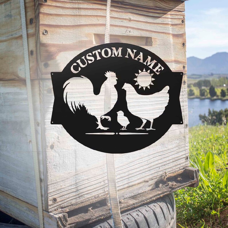 Personalized Chicken Farm Metal Sign, Custom Metal Chicken Coop Signs ...