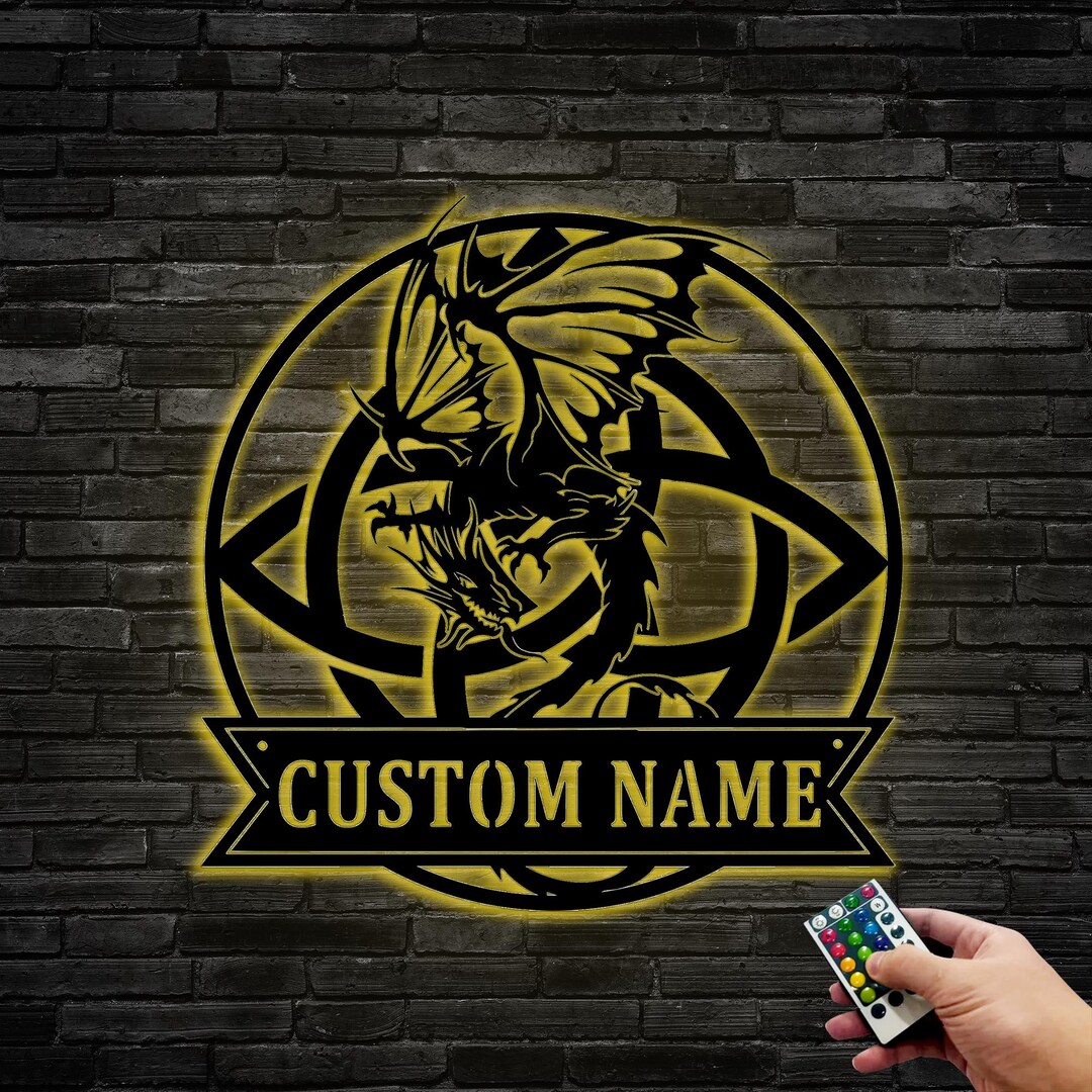 Personalized Metal Dragon Signs,custom Dragon Metal Name Signs With LED ...