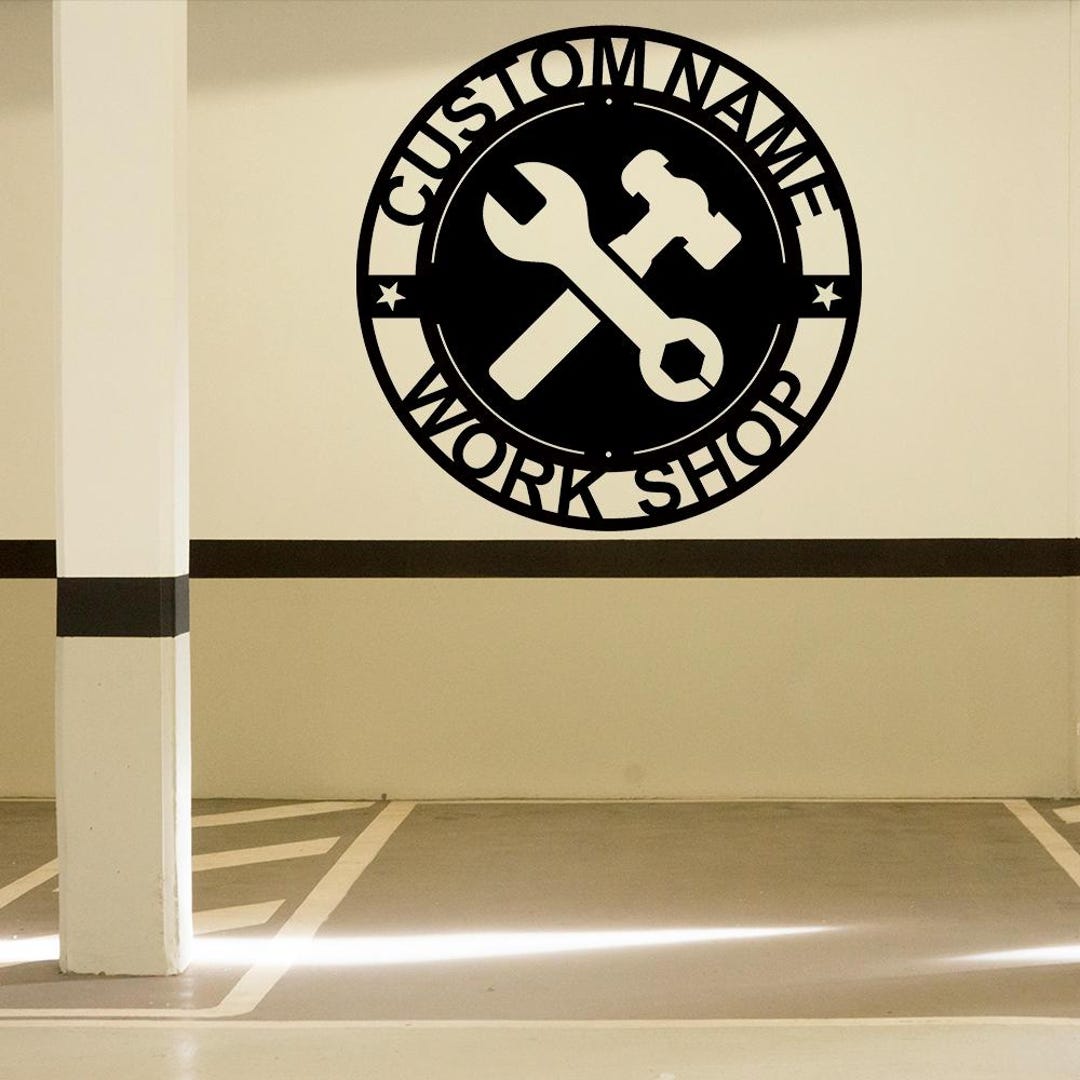Personalized Metal Workshop Sign With Last Name,custom Work Shop Metal ...