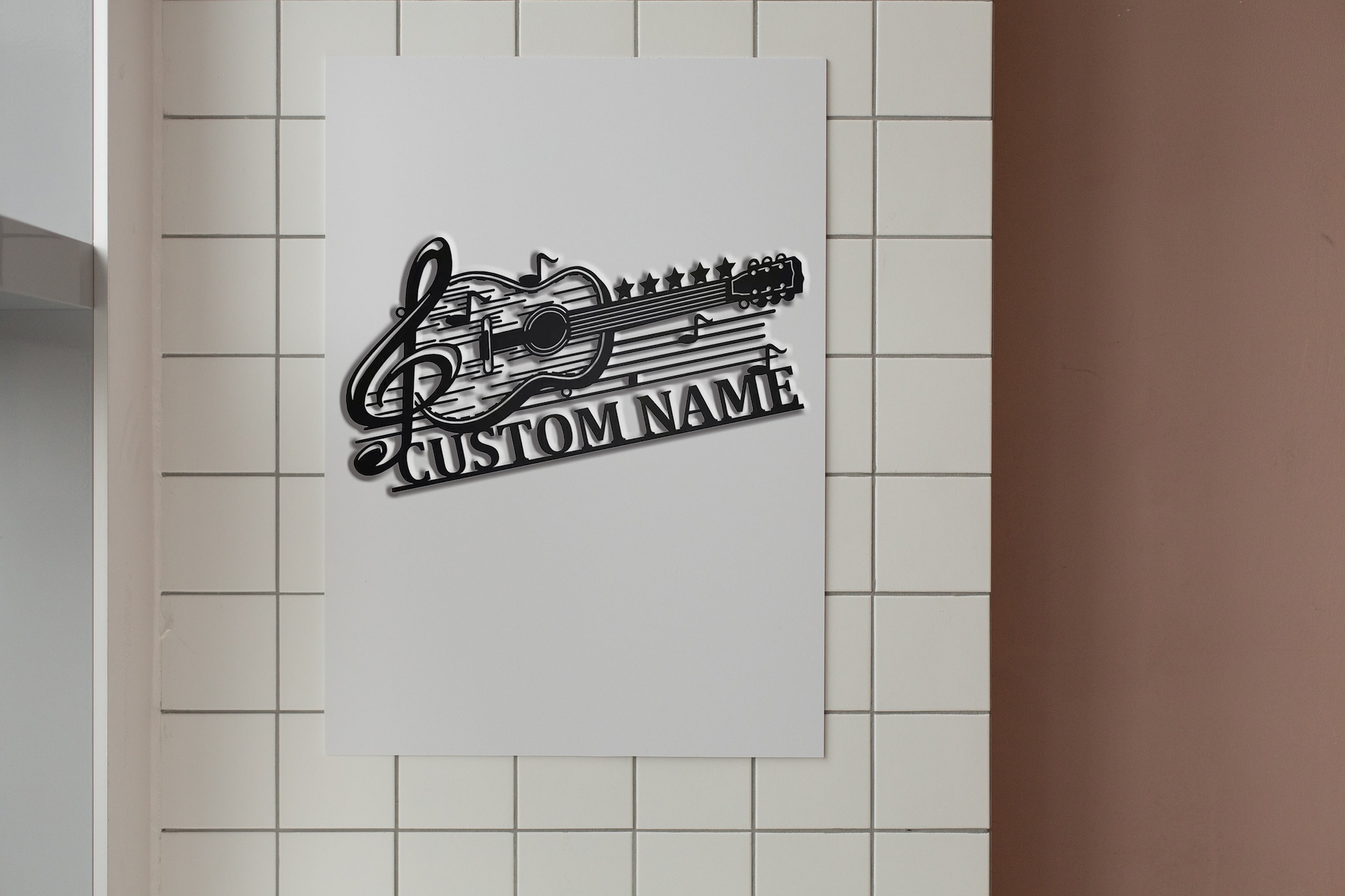 Custom Guitar Musical Metal Wall Art, Personalized Guitar Name Sign ...