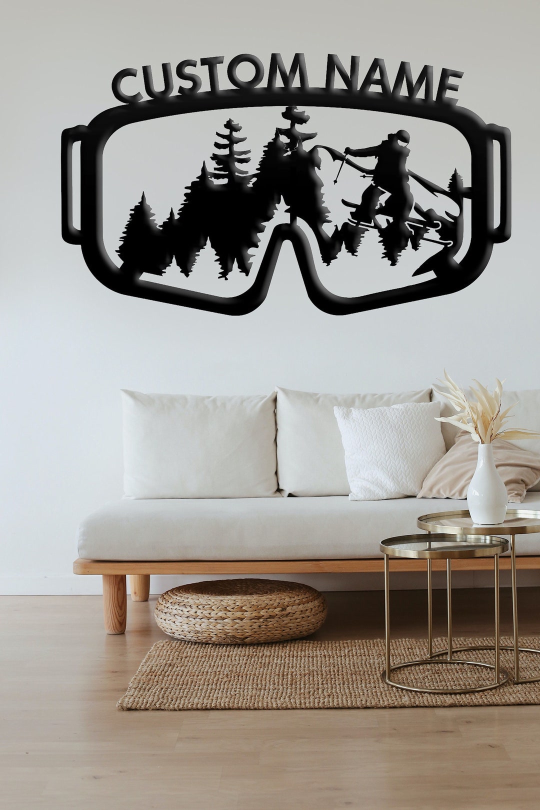 Personalized Skier Sign, Custom Ski Goggles Metal Wall Art ...