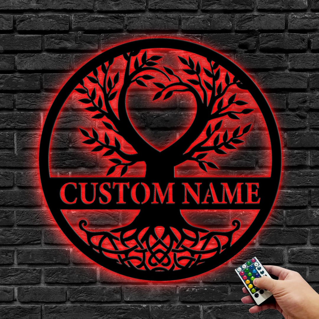 Personalized Tree of Life Metal Sign With LED Light,custom Tree of Life ...