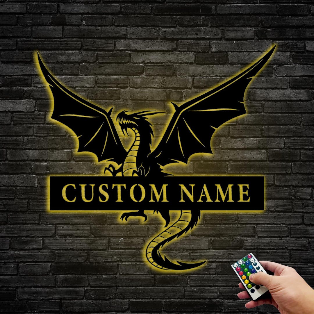 Personalized Metal Dragon Signs,custom Dragon Metal Name Signs With LED ...