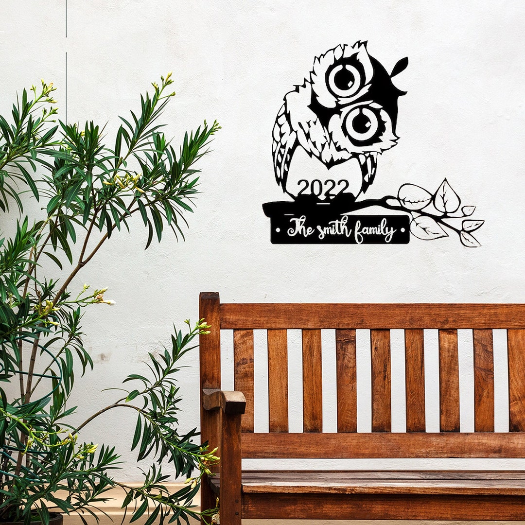 Personalized Owl Metal Signcustomized Last Namefamily Name - Etsy
