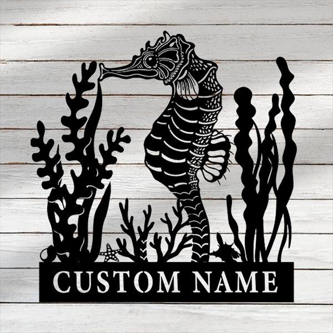 Personalized Floral Seahorse Metal Sign,custom Seahorse Metal Wall Sign ...