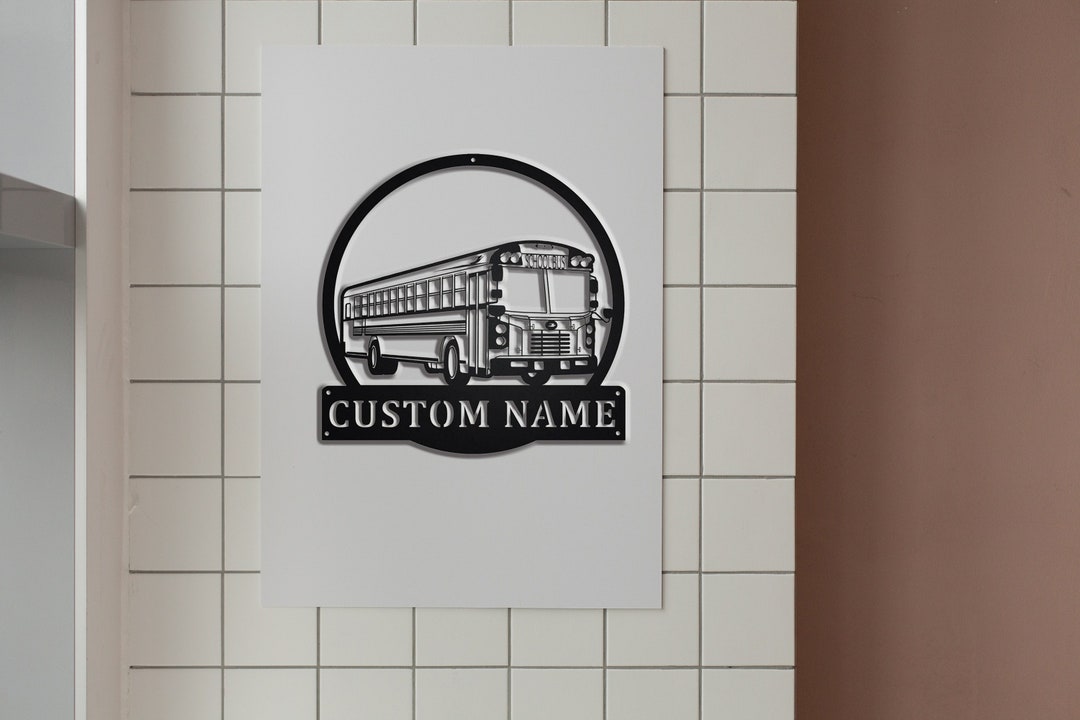 Custom School Bus Metal Wall Art With LED Light, Personalized Bus ...