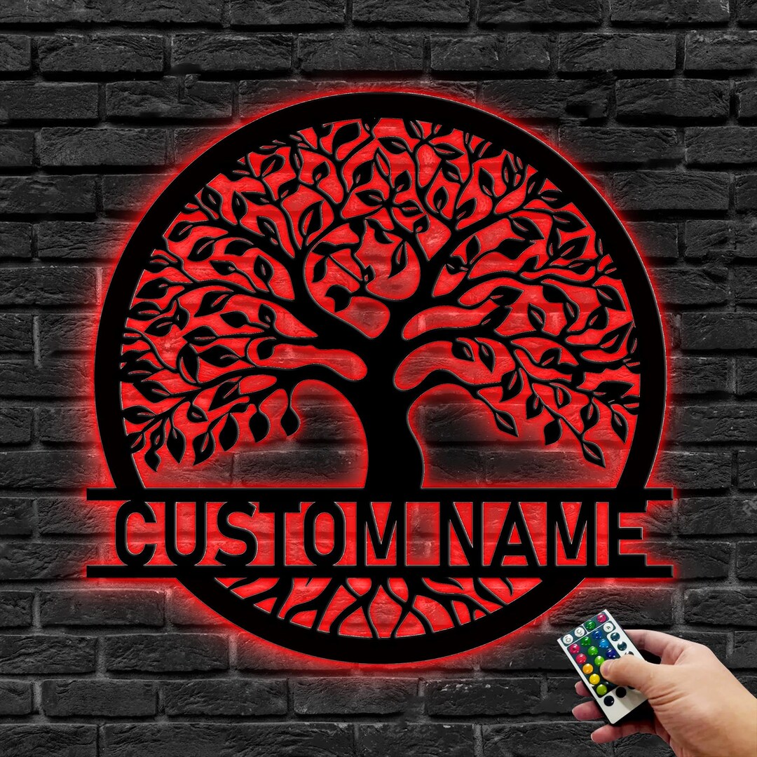 Personalized Tree of Life Metal Sign With LED Light,custom Tree of Life ...