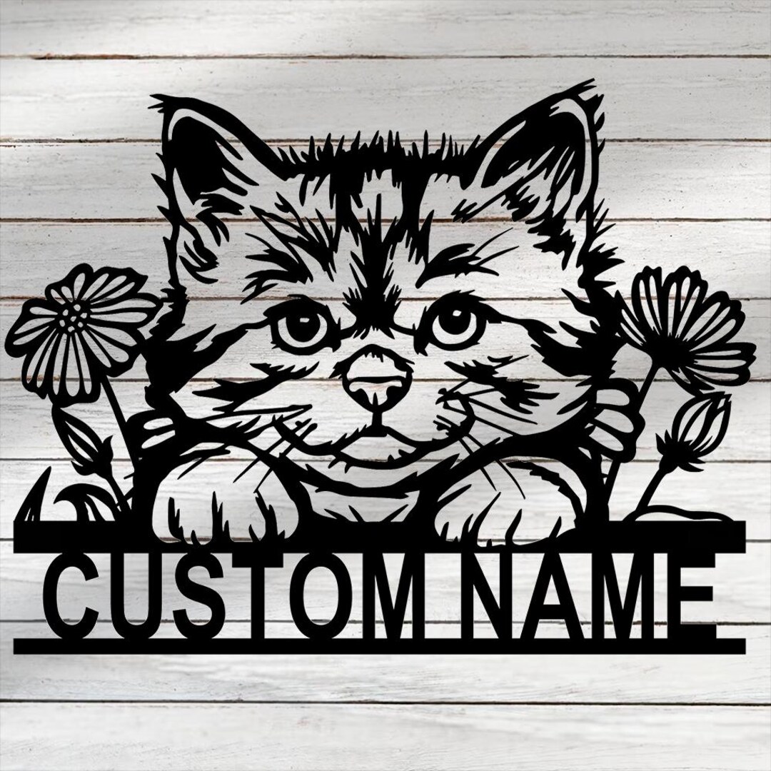 Personalized Cute Cat Sign Metal Wall Art,custom Cat Lover Last Name ...