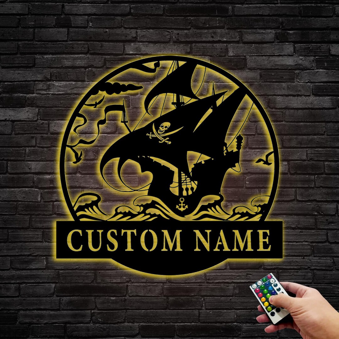 Personalized Pirate Ship Monogram Metal Wall Art,custom Pirate Ship ...