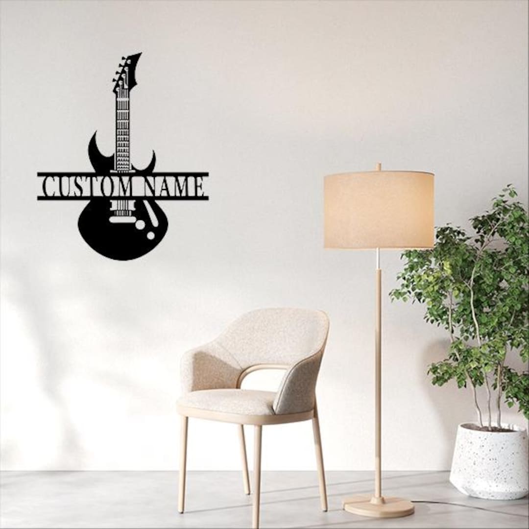 Personalized Guitar Name Sign Decoration for Room, Custom Guitar ...