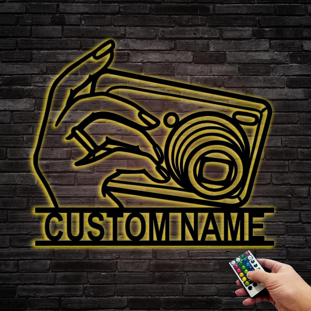 Personalized Photographer Name Metal Sign With LED Light,custom Metal ...