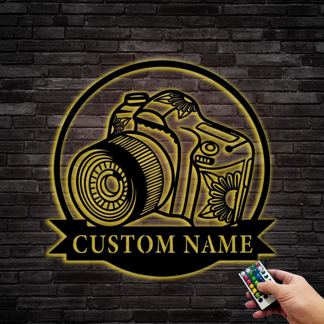 Personalized Photographer Name Metal Sign With LED Light,custom Metal ...