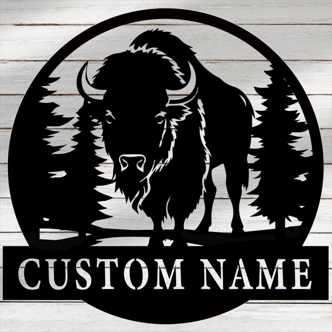 Personalized Bison Sign Metal Wall Art,american Bison Metal Sign,bison ...