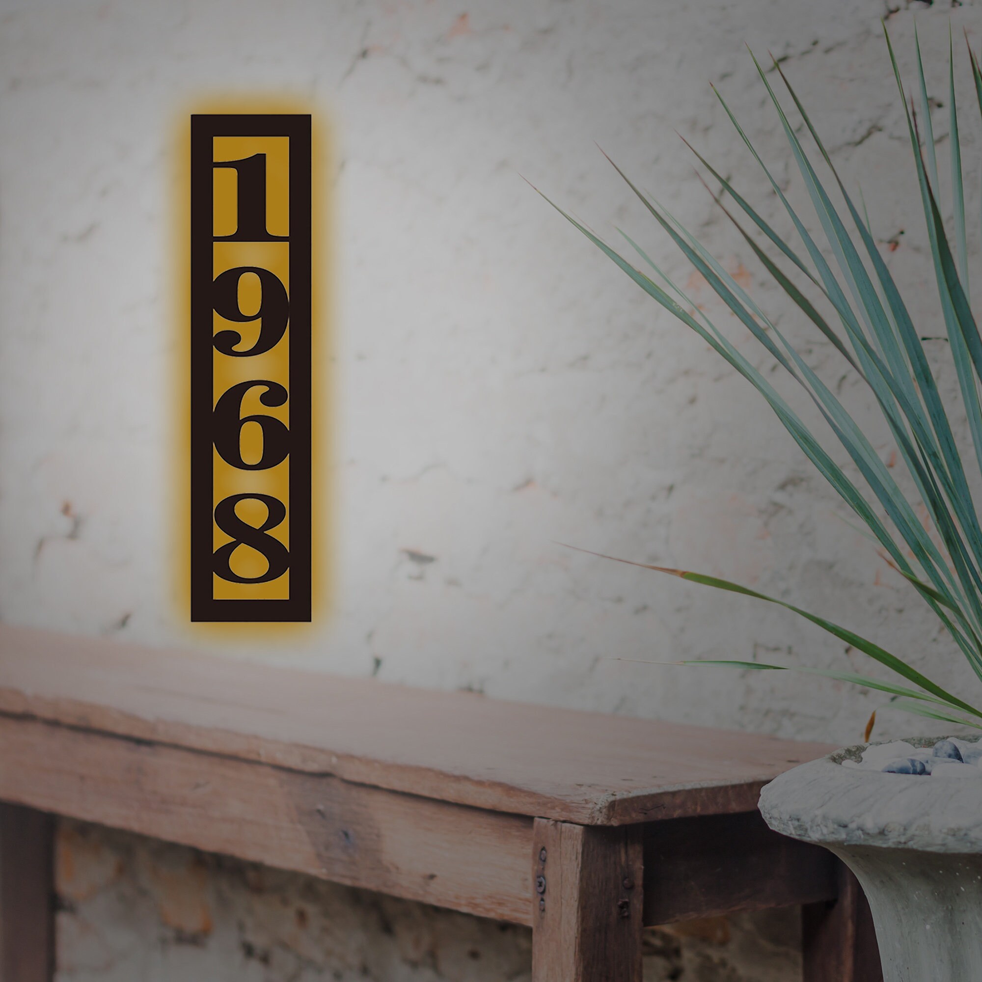 Mid Century Metal House Number Sign Address Number Sign Modern Address ...