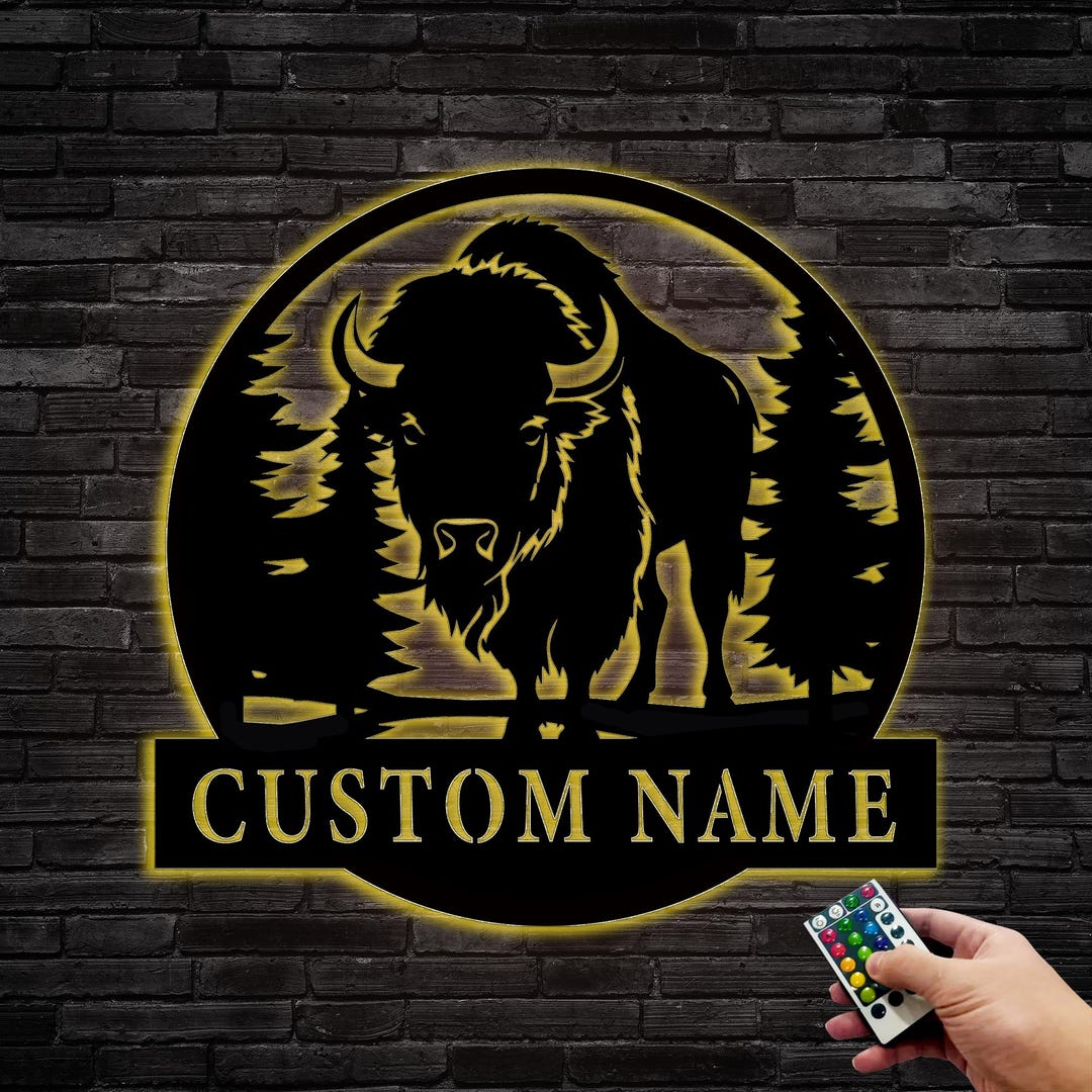 Personalized Bison Sign Metal Wall Art,american Bison Metal Sign,bison ...