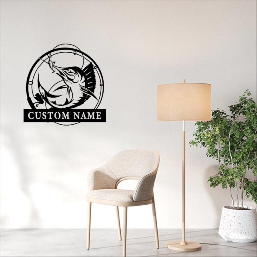 Personalized Marlin Fish Sign Decoration for Room,custom Marlin Fish ...