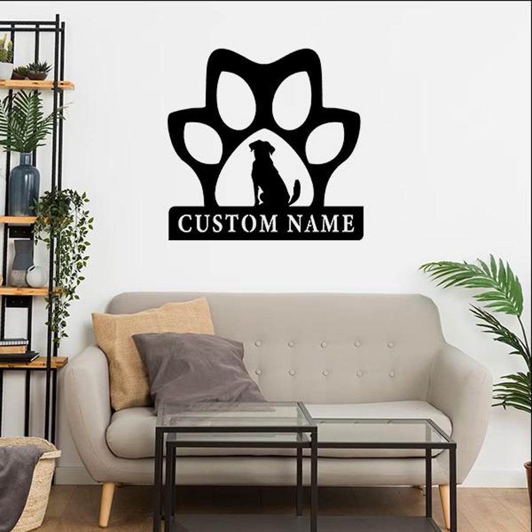 Personalized Dog Paw Name Sign,custom Dog Paw Print Metal Sign,door Dog ...