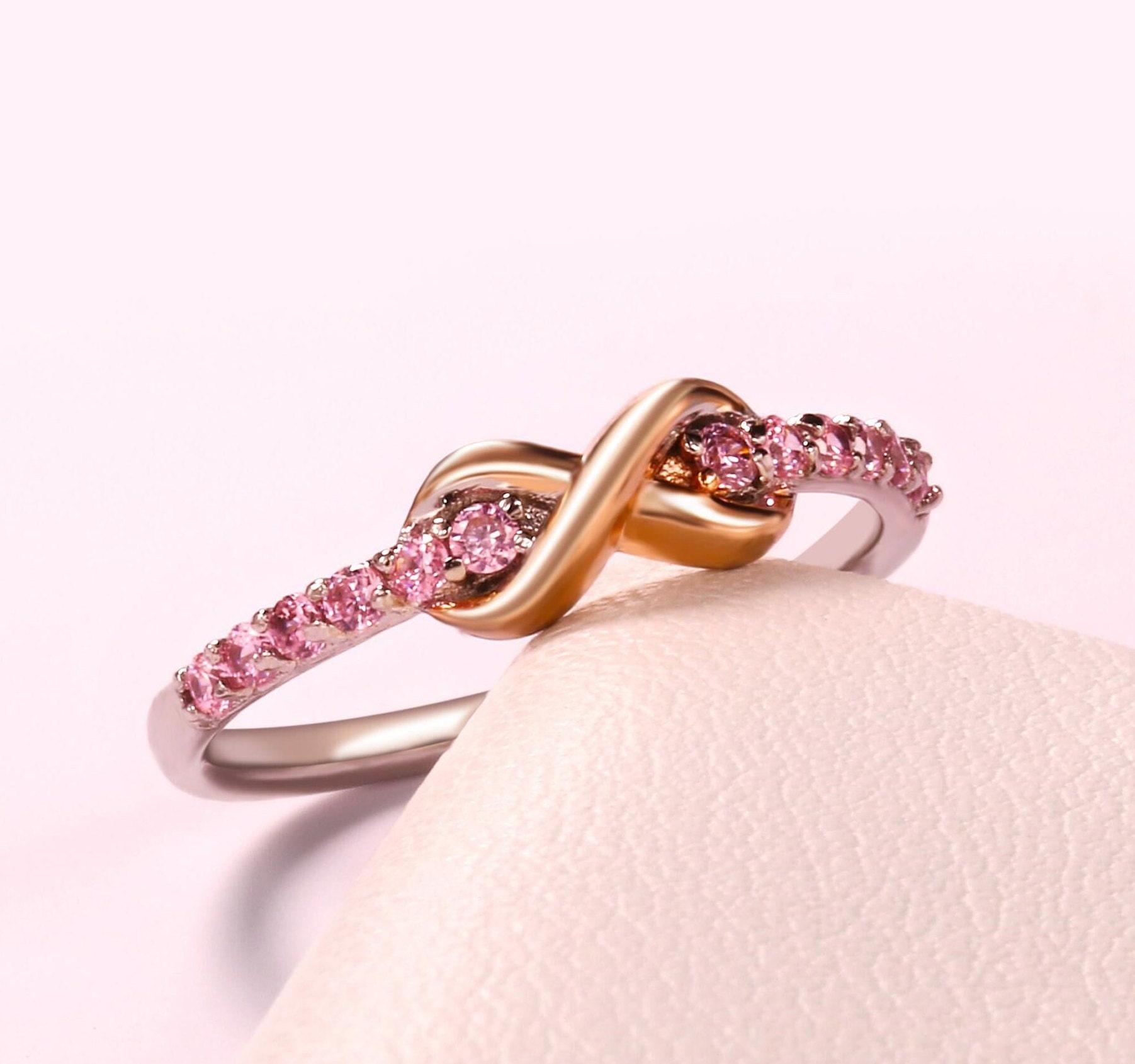 Handmade Gold Infinity Symbol Rings-pink Diamond Ring for - Etsy