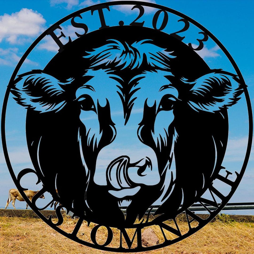 Personalized Cow Metal Sign,custom Farm Highland Cattle Metal Sign With ...