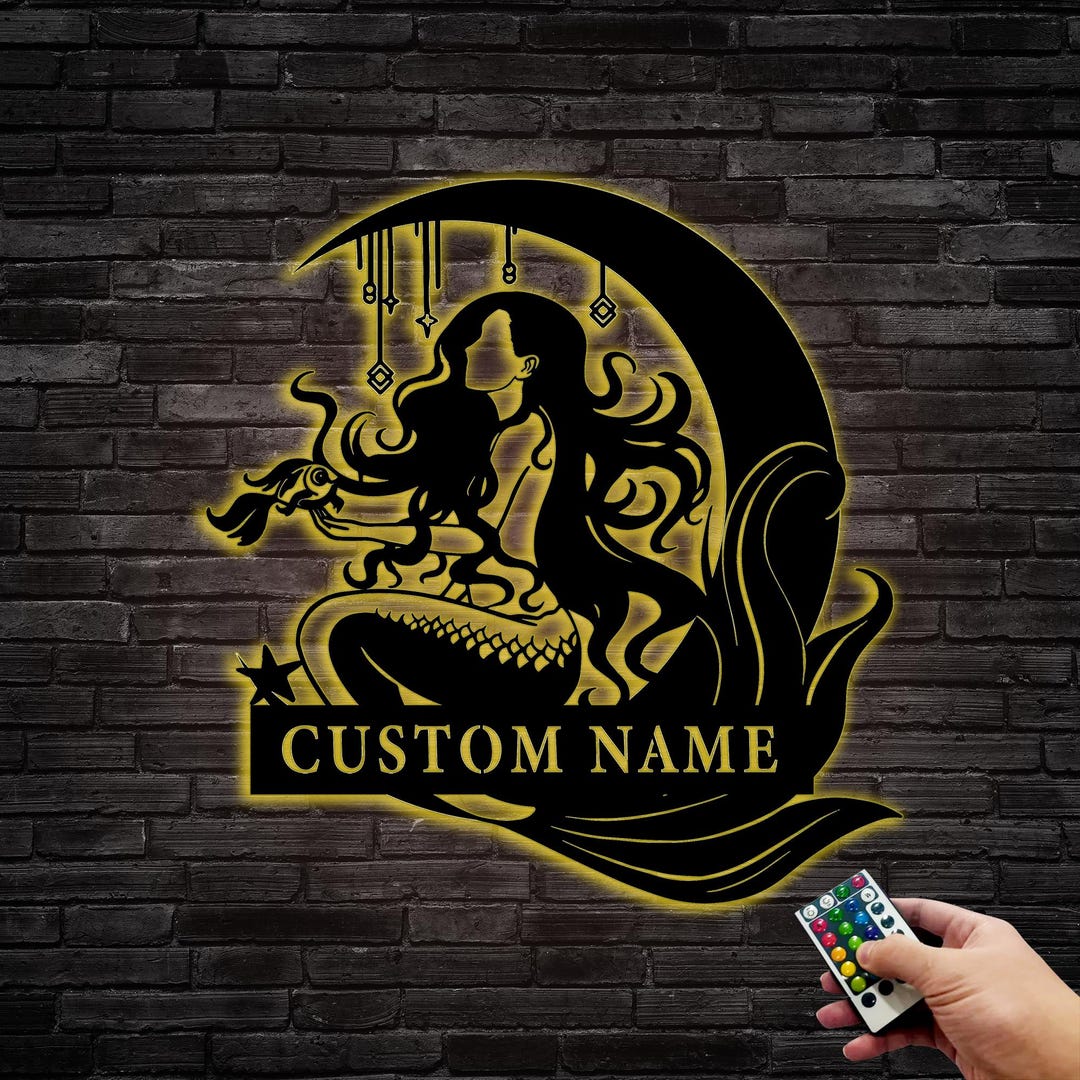 Personalized Mermaid Name Sign Decoration for Room,custom Mermaid Metal ...