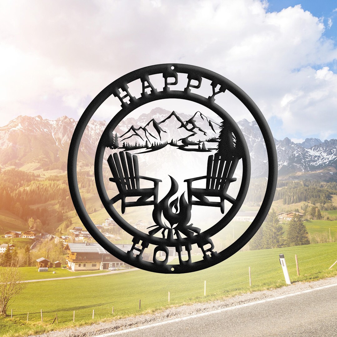 Camper Sign Campfire Monogram Metal Wall Decor Metal Forest Campfire ...