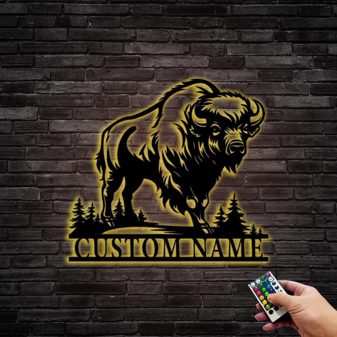 Personalized Bison Sign Metal Wall Art,american Bison Metal Sign,bison ...