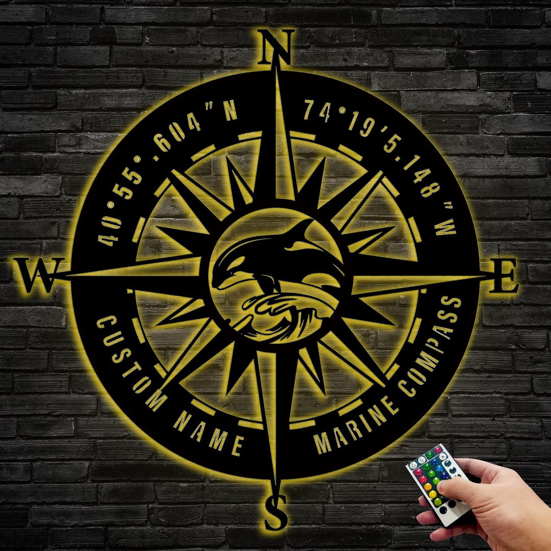 Personalized Metal Sun Compass Sign,custom Compass Metal Sign With LED ...