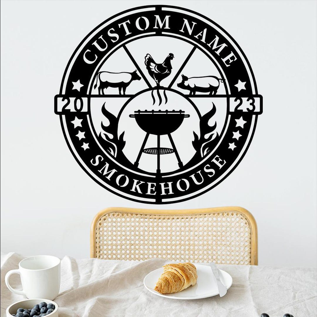 Personalized BBQ Metal Wall Art,custom Name BBQ Grill Sign Outdoor ...