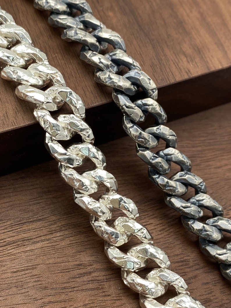 Handmade Heavy Sterling Silver Curb Cuban Chain - Mens Punk Necklace ...
