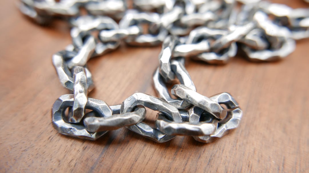 Handmade 925 Sterling Silver Hammered Cable Chain – Bold & Timeless ...