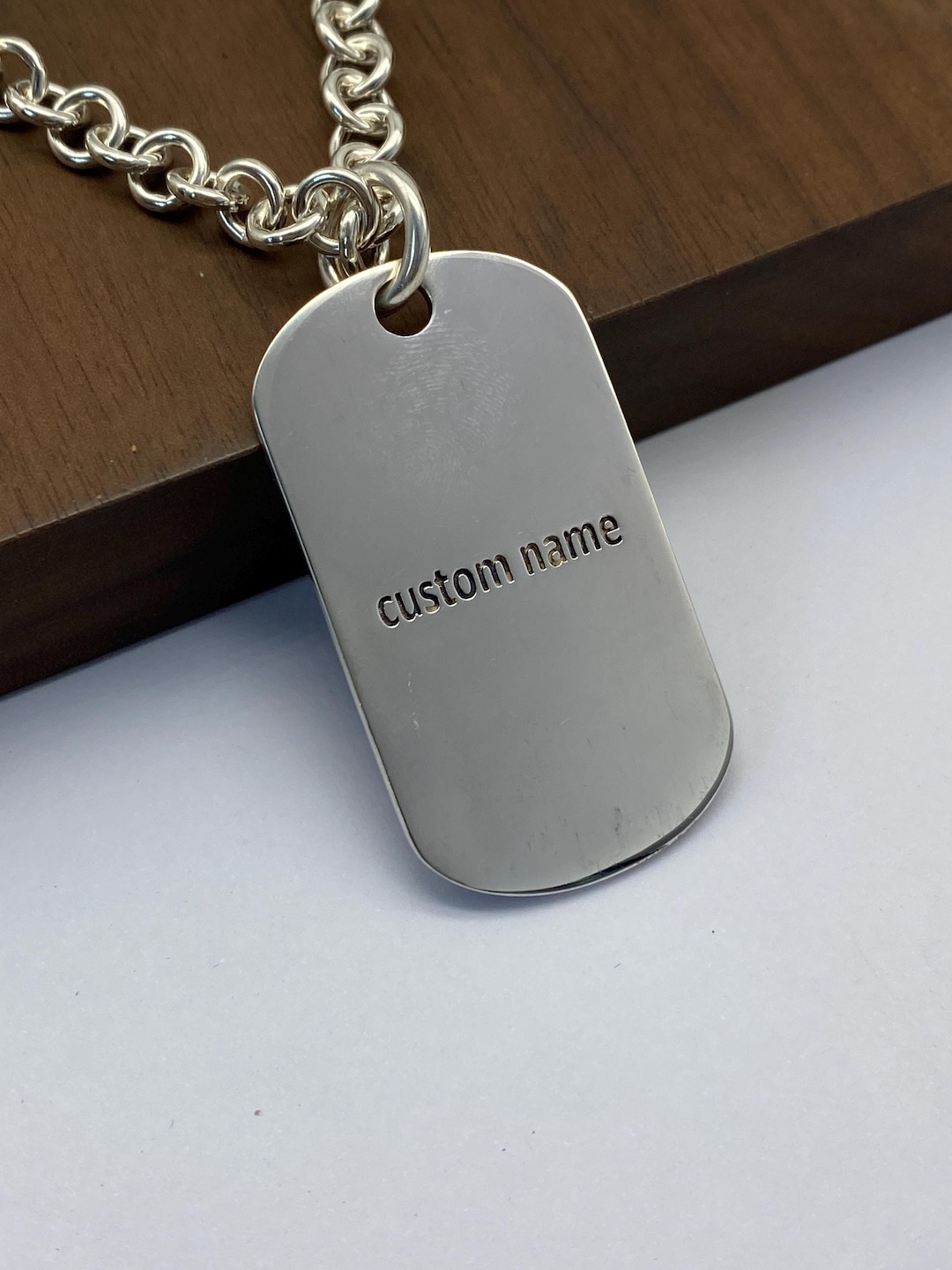 Custom 925 Sterling Silver Military Dog Tag - Personalized Name ...