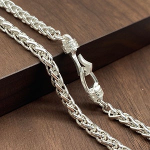 5mm Oxidized Silver Braid Chain Wheat Chain Viking Chain Sterling ...