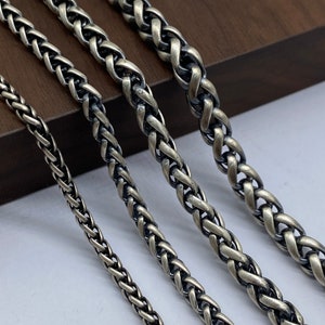 Oxidized Sterling Silver Wheat Chain: Foxtail Braid, 3-6mm - Etsy