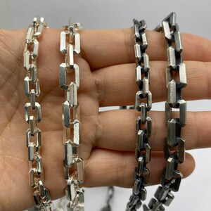 925 Solid Silver Box Chain,mens Silver Chain,oxidized Silver Chain Mens ...