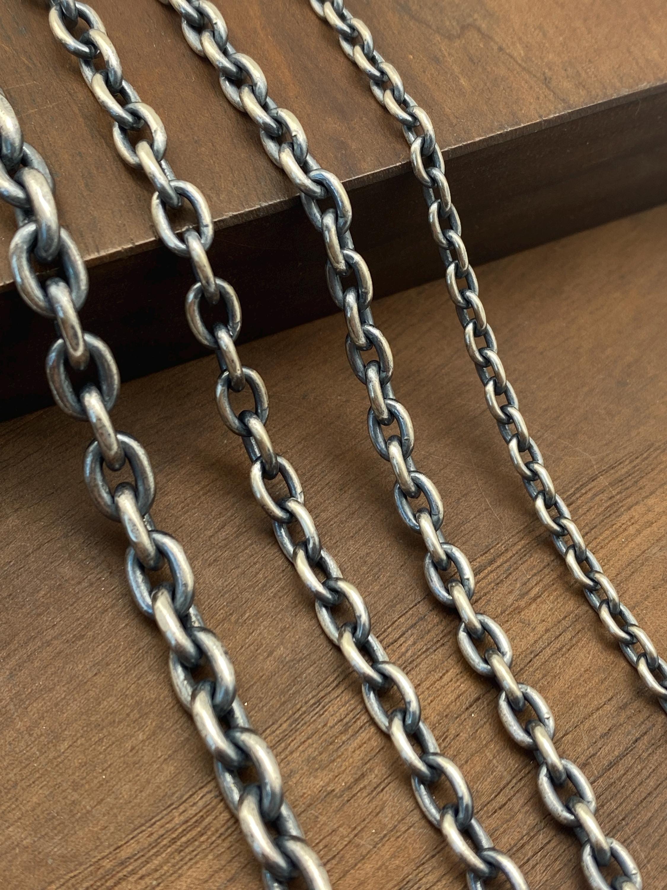Mens Oxidized Sterling Silver Cable Chain - Etsy