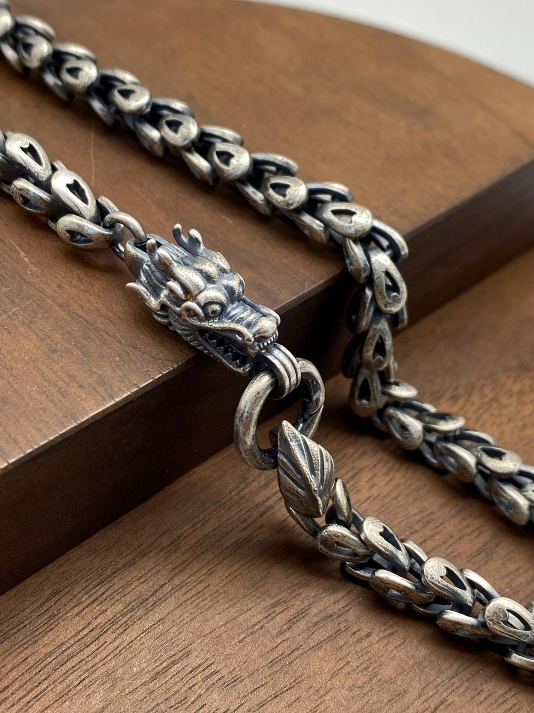 Mens Sterling Silver Dragon Scale Chain - Viking Necklace (6.5mm) - Etsy