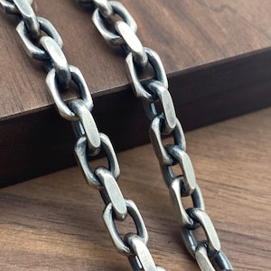Mens Oxidized Sterling Silver Cable Chain - Custom Length - Etsy