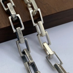 Engraved Necklace Silver Chain,rectangle Chain,mens Necklace, 925 ...