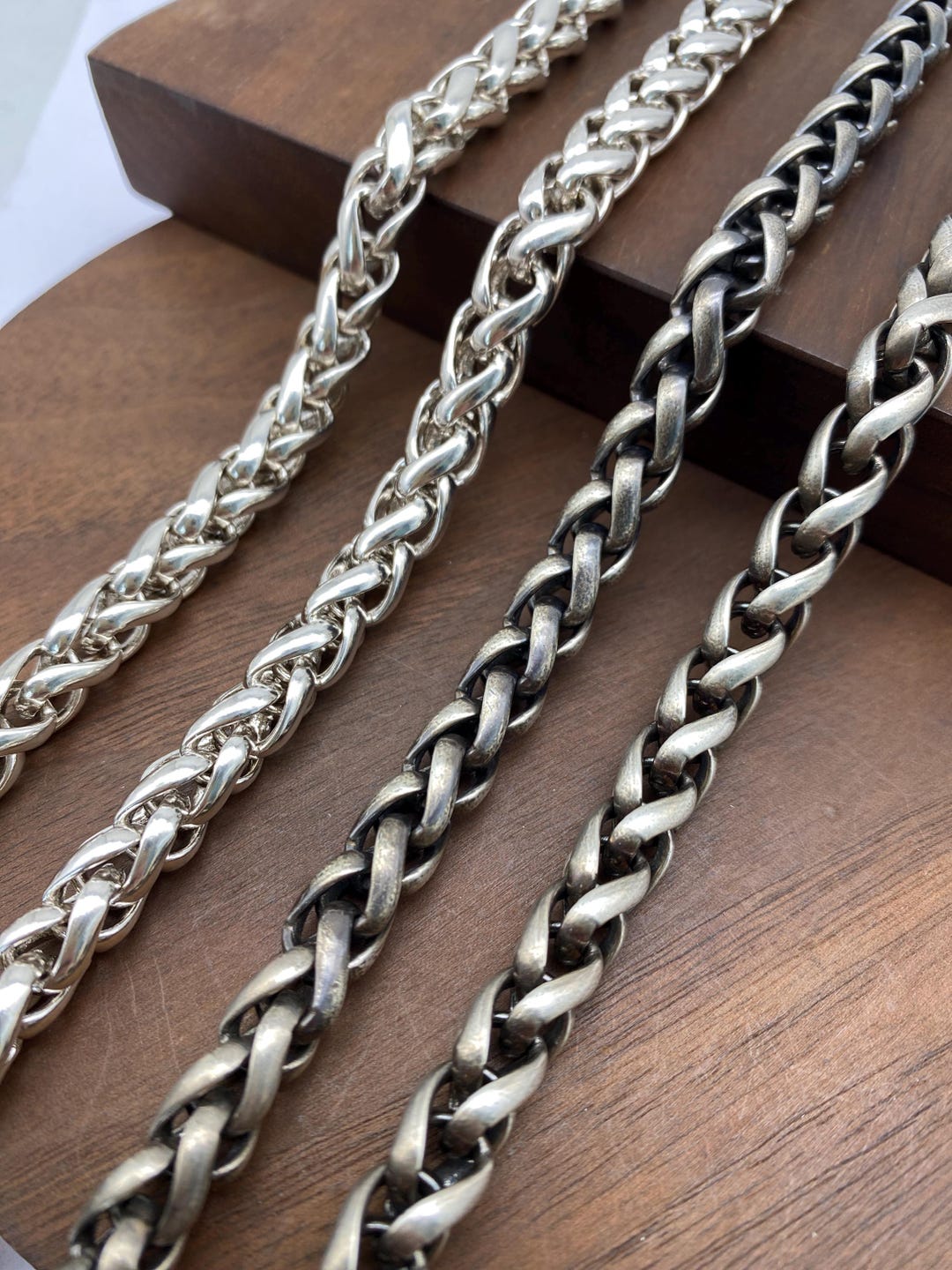 Chunky Chain Mens Silver Chain Viking Necklace Wheat Chain Foxtail ...