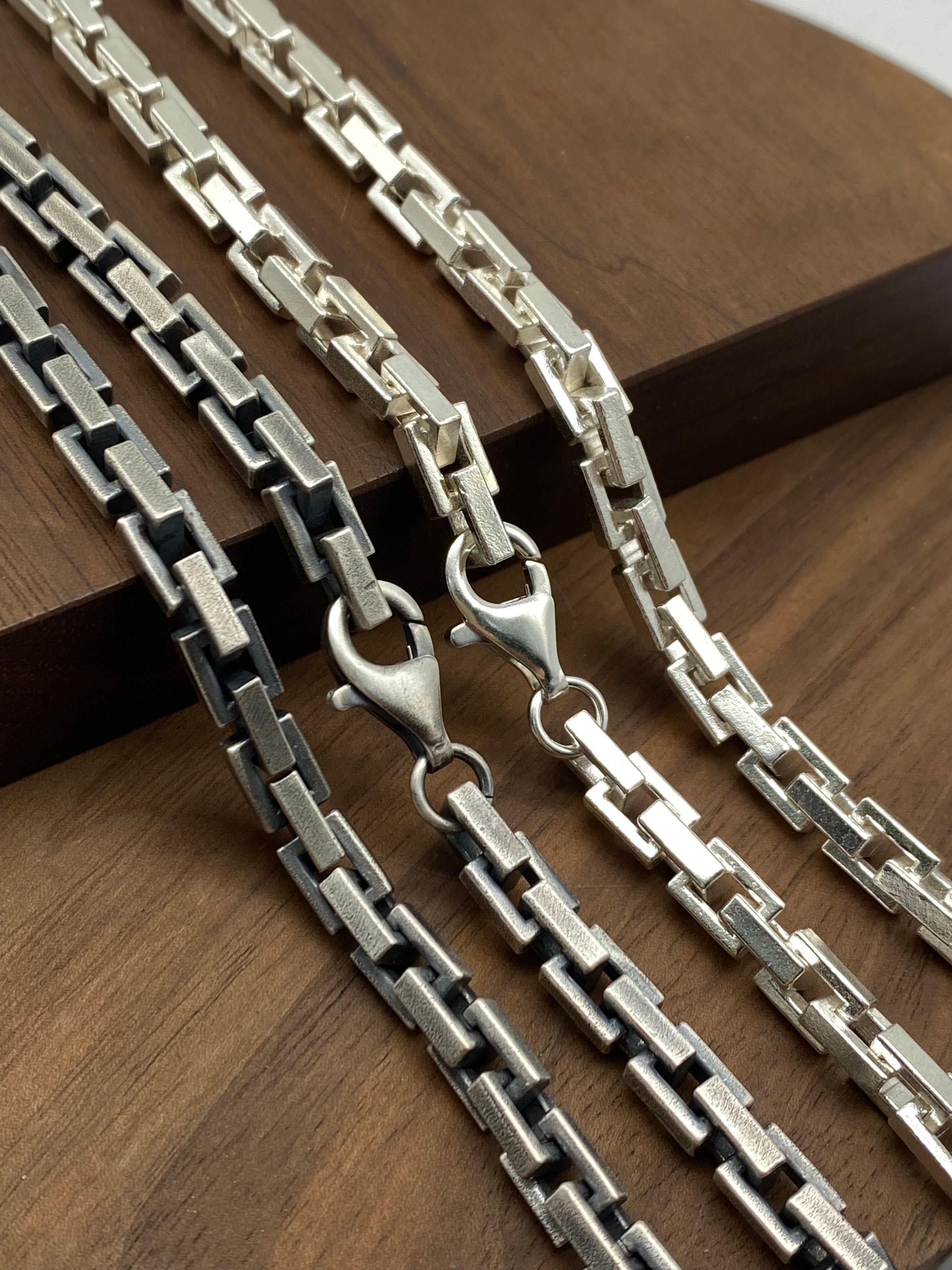 5.8mm Mens Chain,box Chain,silver Chain,mens Nekclace,rectangular Box ...