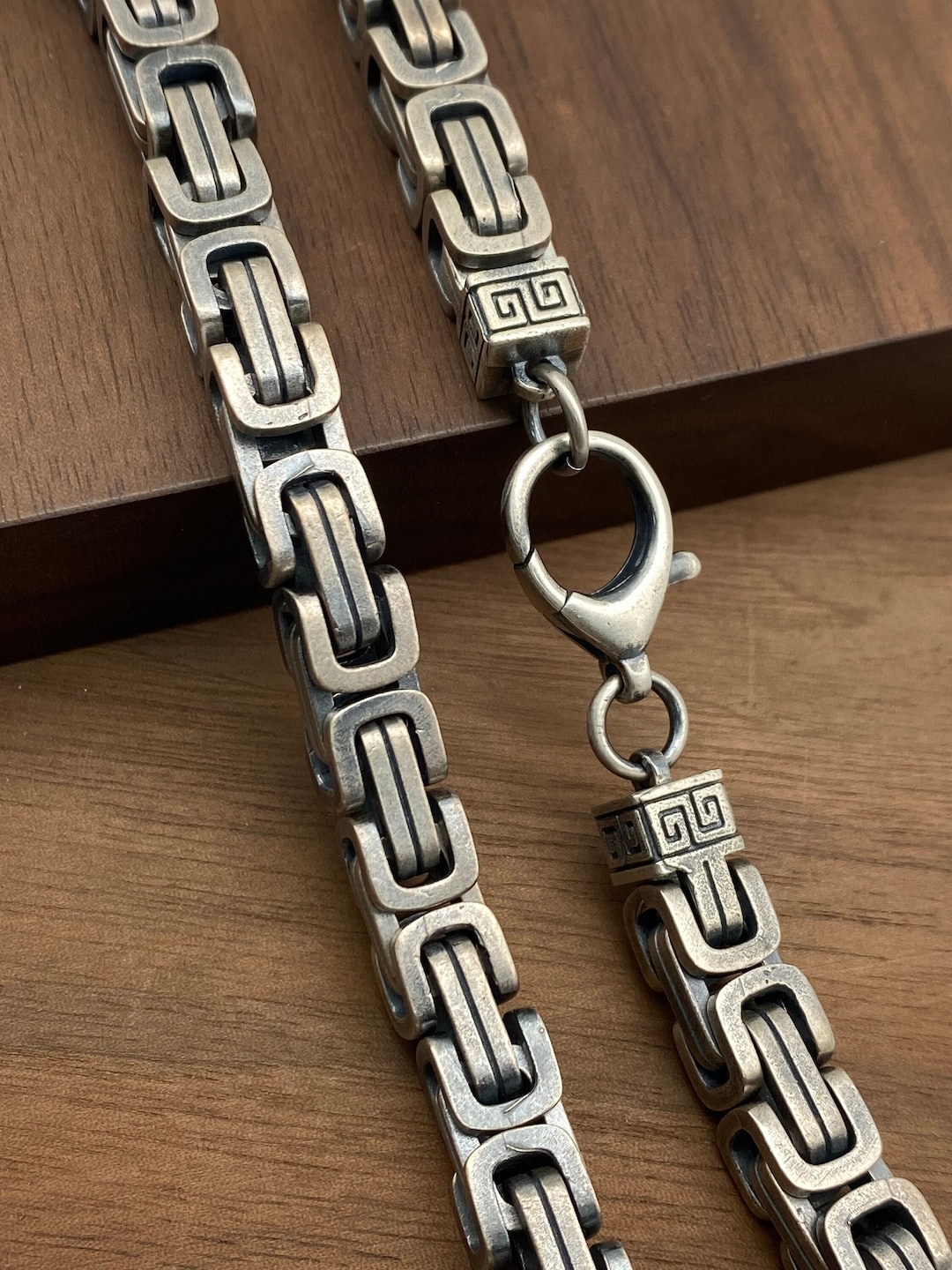 Handmade 8mm Byzantine Chain: Chunky Sterling Silver Mens Necklace - Etsy