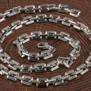 925 Solid Silver Box Chain,mens Silver Chain,oxidized Silver Chain Mens ...