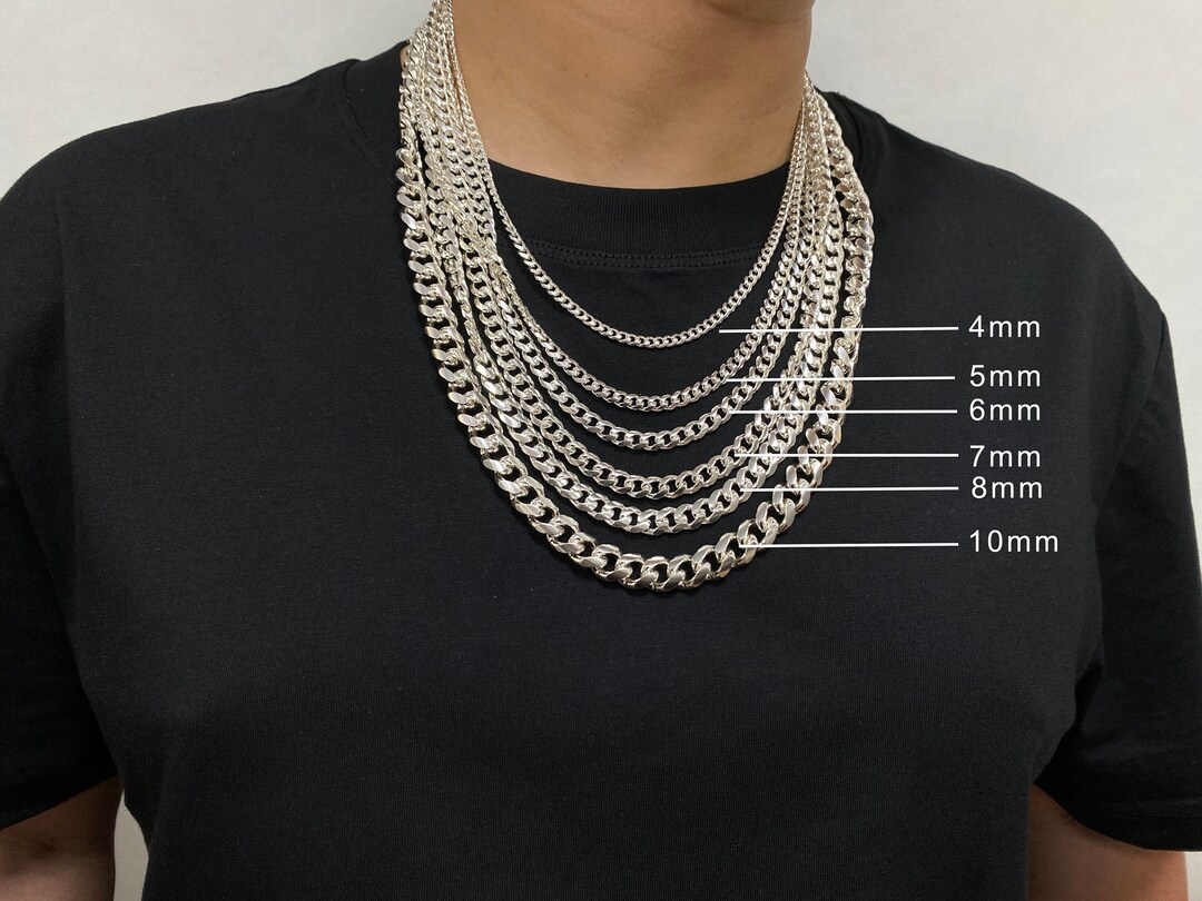 Mens 925 Sterling Silver Cuban Chain Necklace - Etsy