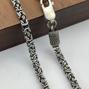 925 Sterling Silver Oxidized Chain Mens Unisex Necklace 3.7mm - Etsy