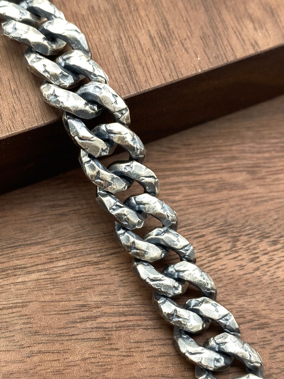 Handmade Heavy Sterling Silver Curb Cuban Chain - Mens Punk Necklace ...