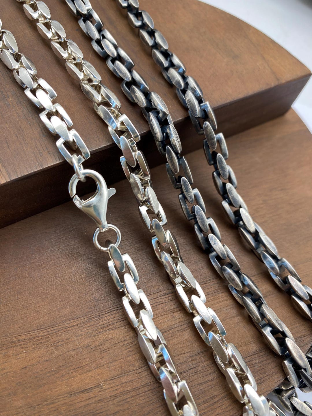 Mens Silver Chain Box Chain Rectangle Chain Mens Necklace 925 Sterling ...