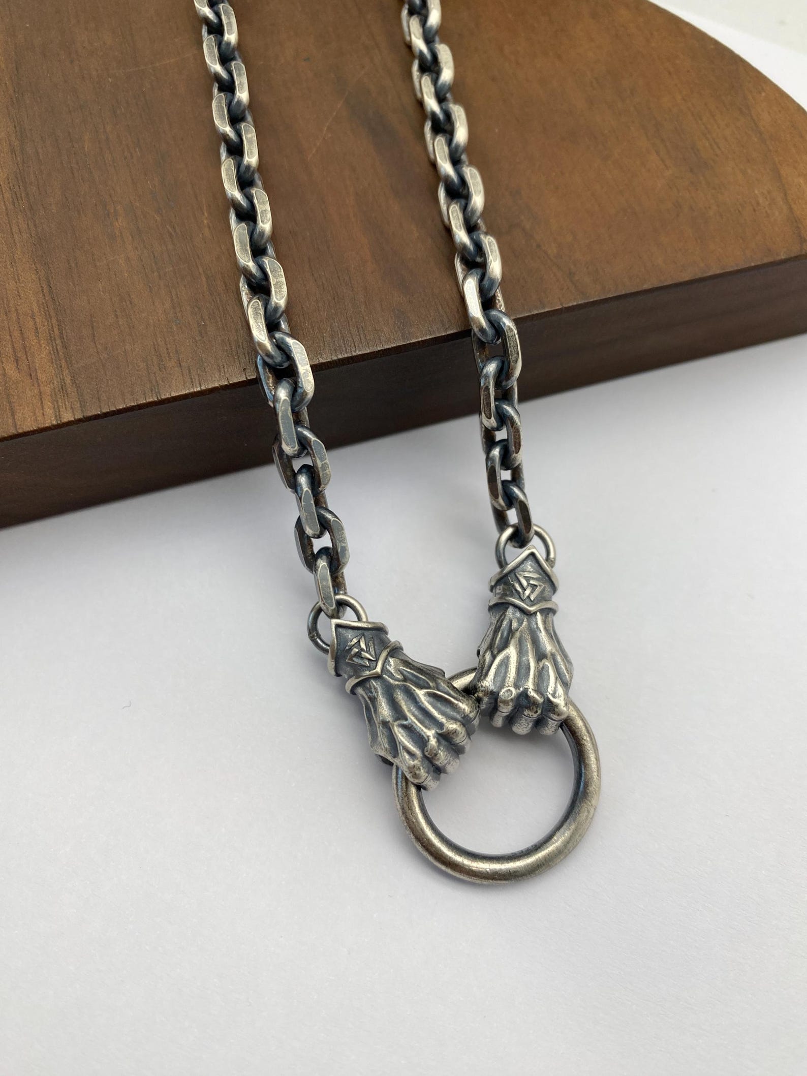 Mens Silver Chain Fist Necklace 925 Sterling Silver 6mm - Etsy