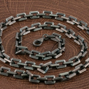 925 Solid Silver Box Chain,mens Silver Chain,oxidized Silver Chain Mens ...