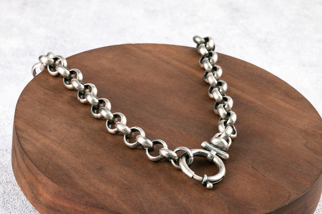 Solid 925 Sterling Silver Rolo Chain Link Chain Necklace UNISEX - Etsy